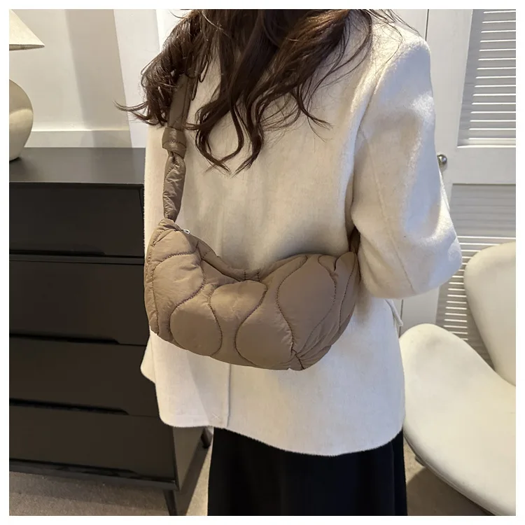 Tote Women's Winter Puff Shoulder Bag New Fashion Quilted Armpit Sling ...