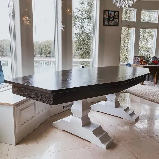 Modern Wood Pedestal Dining Table Base For Heavy Duty Use - Oem