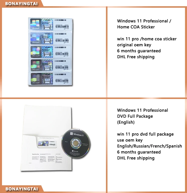 Windows 11 Professional Coa Sticker Silver Color Latest Version Dhl ...