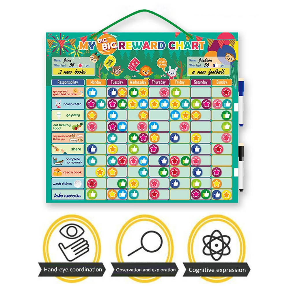 Children Reward Chart Education Toy Drawing Sketchpad Reward Chart With ...