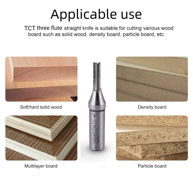 Professional Manufacturer Solid Carbide Tct 3 Flutes Straight Bit ...