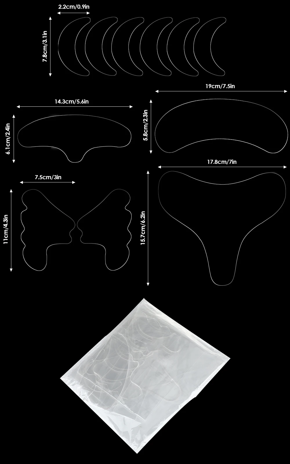 16pcs Reusable Silicone Anti-wrinkle Forehead Sticker Cheek Chin Paste ...