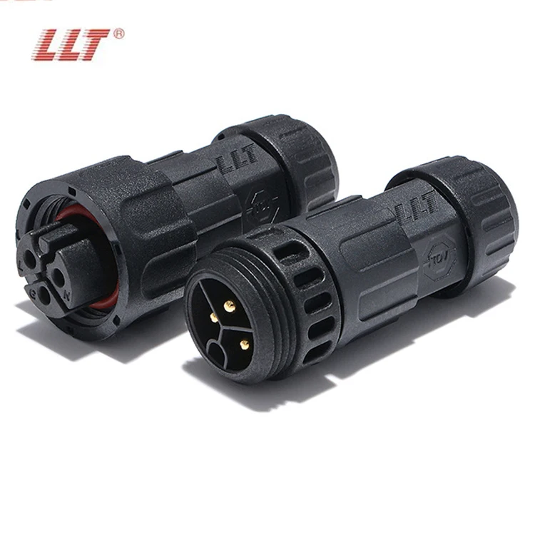 LLT OEM/ODM 600V 20A M19 Threaded 3 Core Assembled Waterproof Connector ...