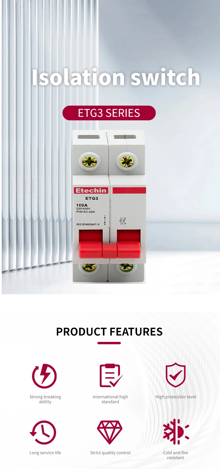 2p Main Switch Function Disconnector Isolator Circuit Breaker 40A 60A ...