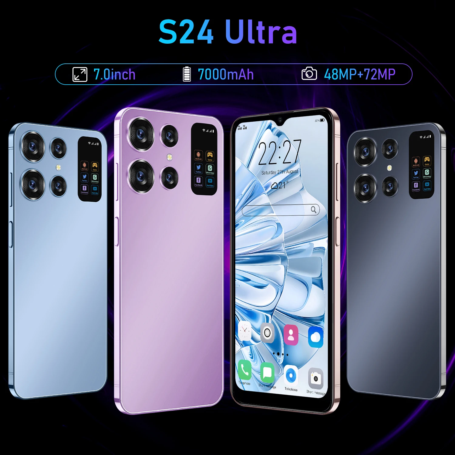 2024 New Hd M Horse Smartphone With Curved Display For Samsung S24 ...