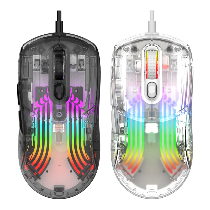 2023 New Transparent Clear Rgb Lightweight Type C Wired Wireless Gaming ...