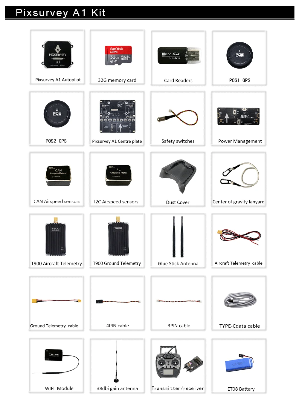 Pixsurvey A1 Aerial Cube Survey Vtol Autopilot Kit Carrier Board Power ...