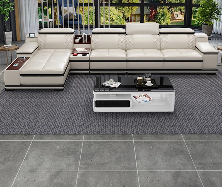 Modern Luxury L Shape Storage Leather Sofa for Living Room