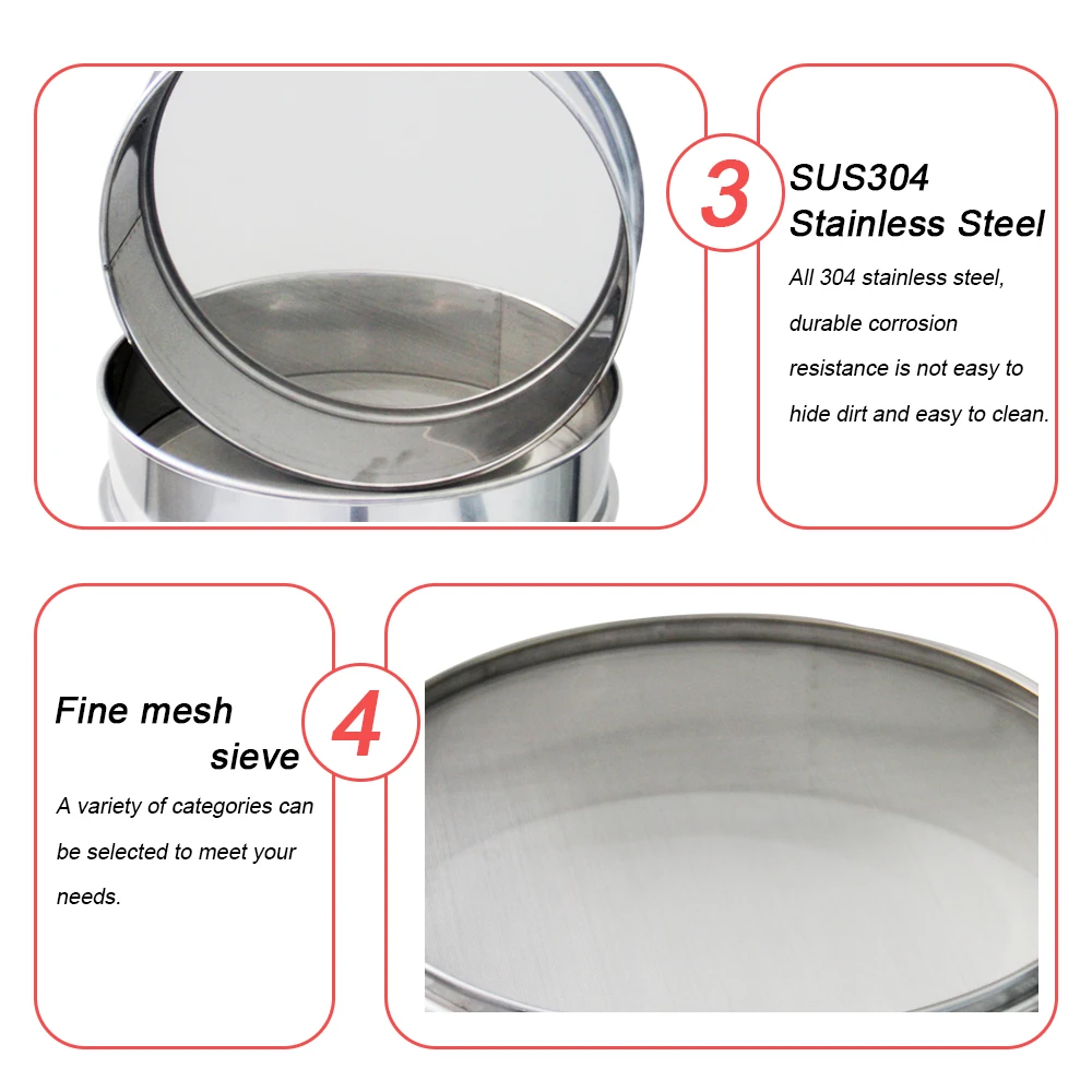 Fine Sieve 8inch 200mm SS Stainless Steel Testing Sieve - 40 Mesh Drum ...