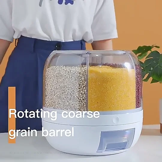 Ds1407 Rice Dispenser Kitchen Moisture-proof 6-grid Rotating Food Grain ...