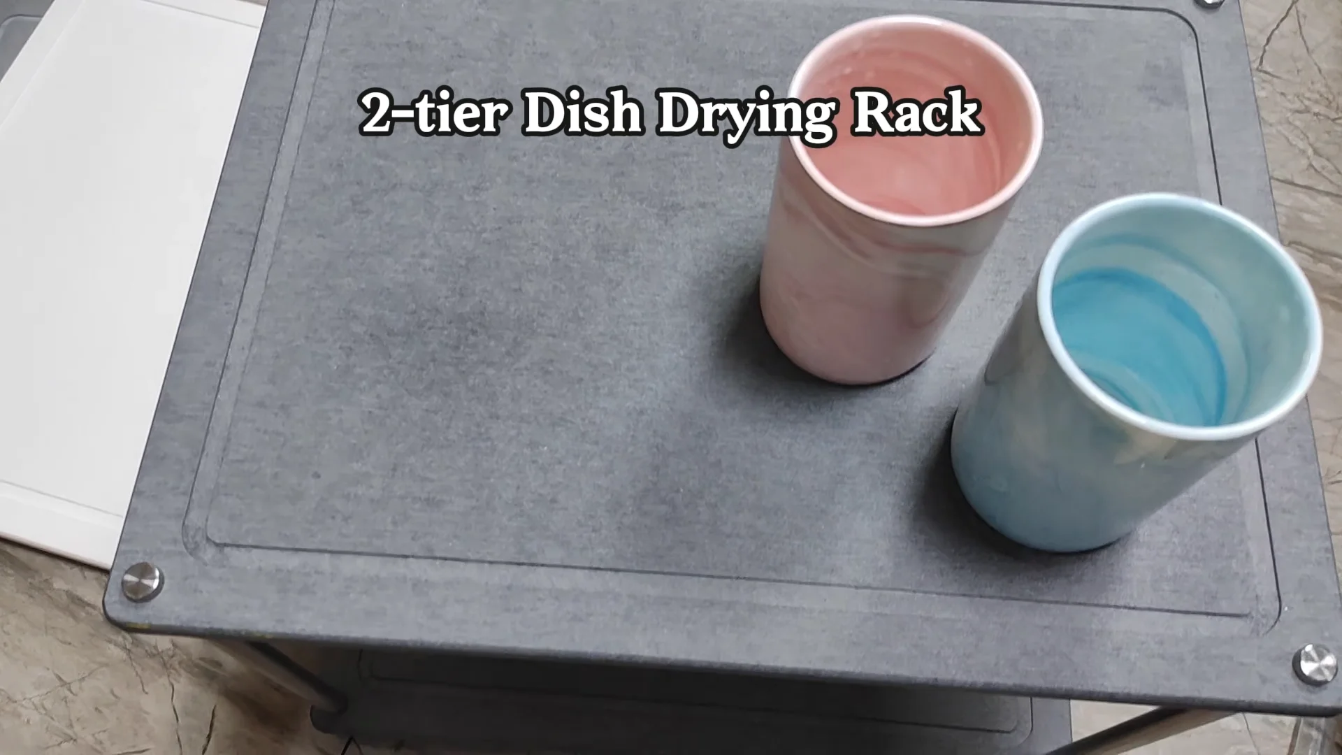 Water Absorbing Stone Dish Drying Mat 2 Tier Sink Organizer Kitchen ...