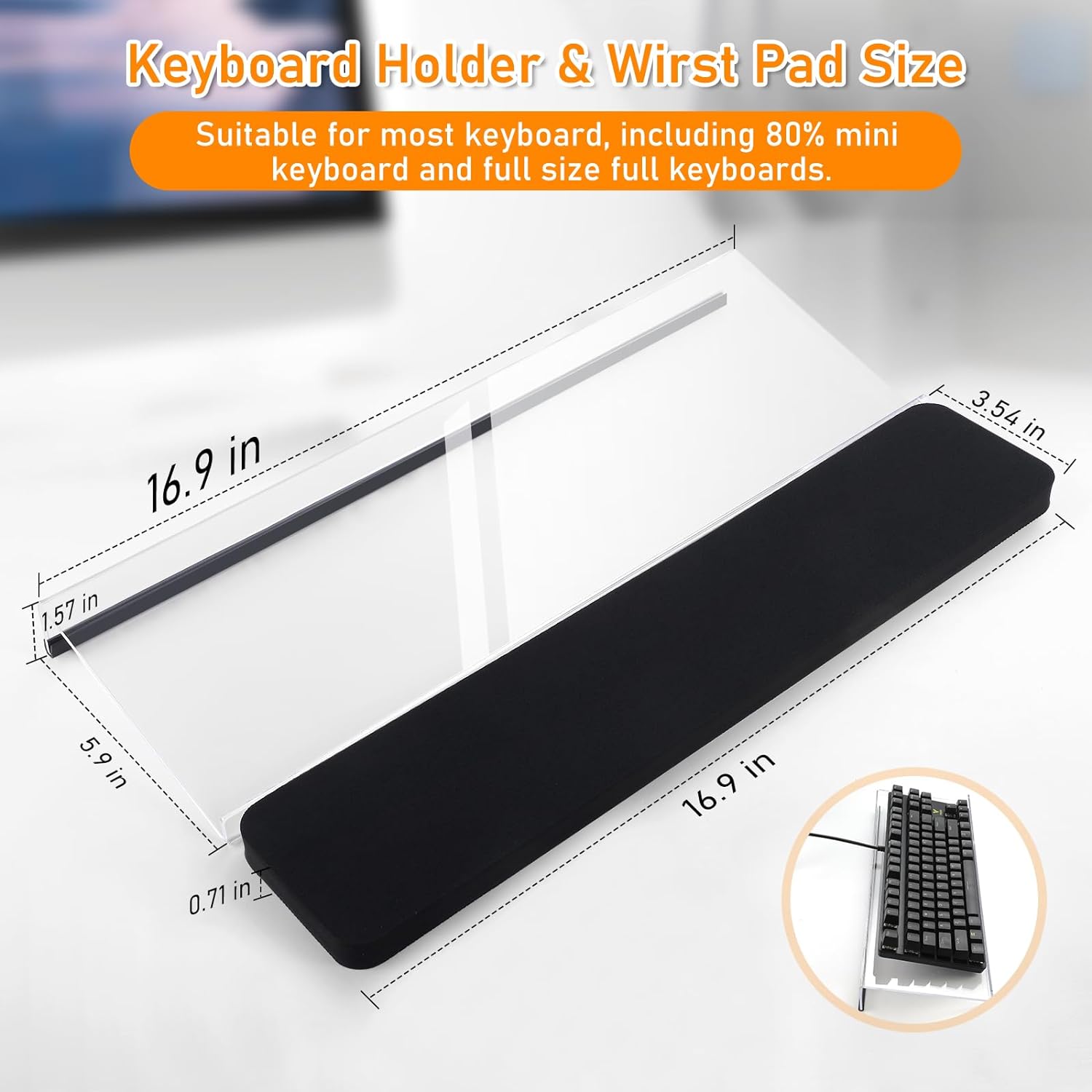 Ergonomic Acrylic Keyboard Riser Holder for Modern Desks