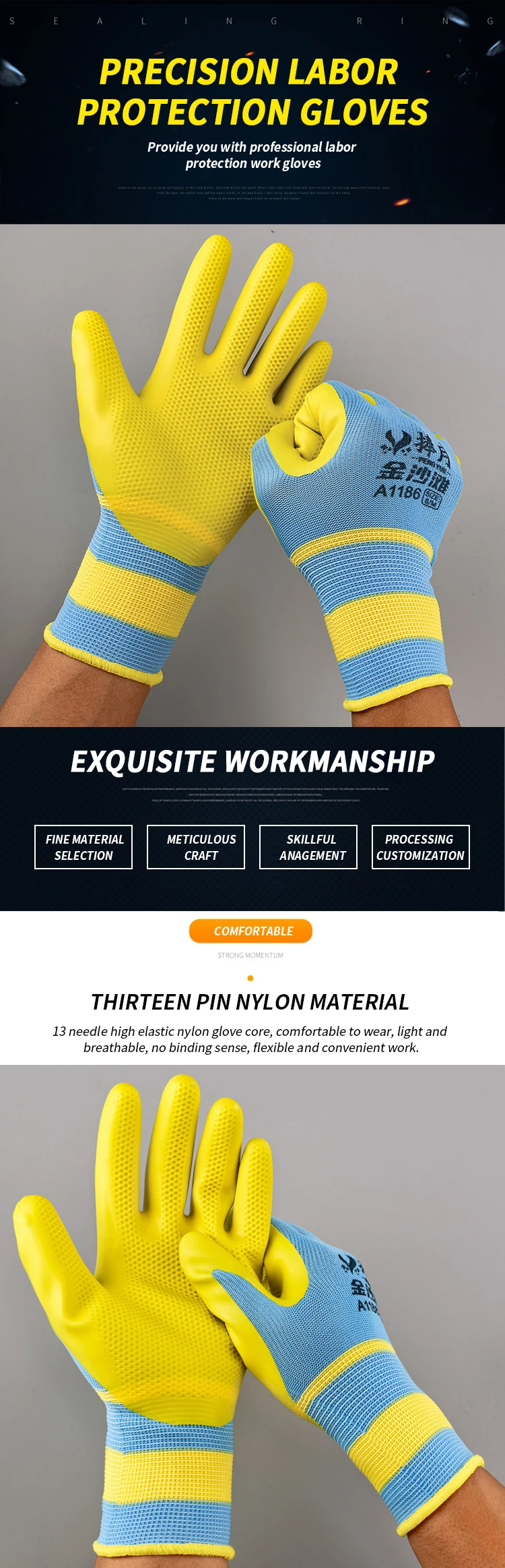 Construction Site Special Labor Insurance Gloves Wear-resistant Non ...