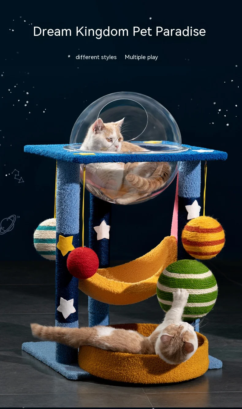 Luxury Space Capsule Star Cat Tree Climbing Frame Cat Nest One Sisal ...