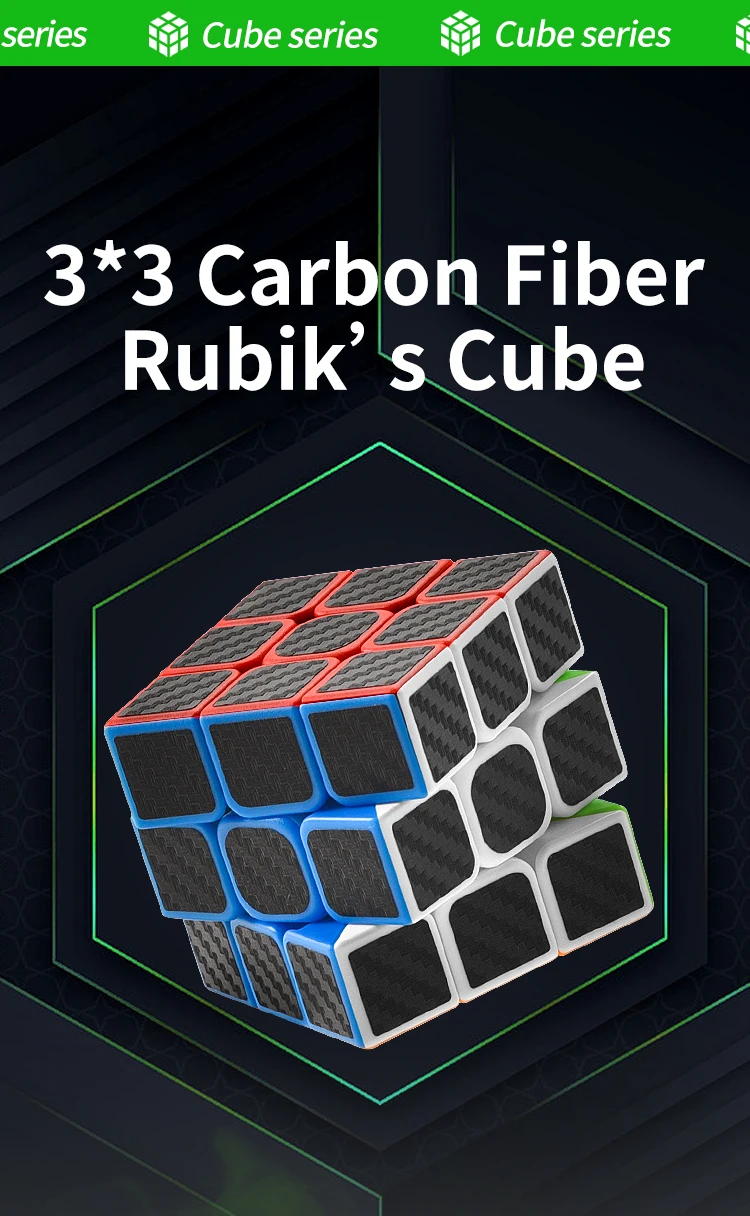 Huiye Speed Cube 3x3- Smooth Carbon Fiber Sticker Magic Cube 3x3x3 Puzzles Toys Smooth Carbon ...