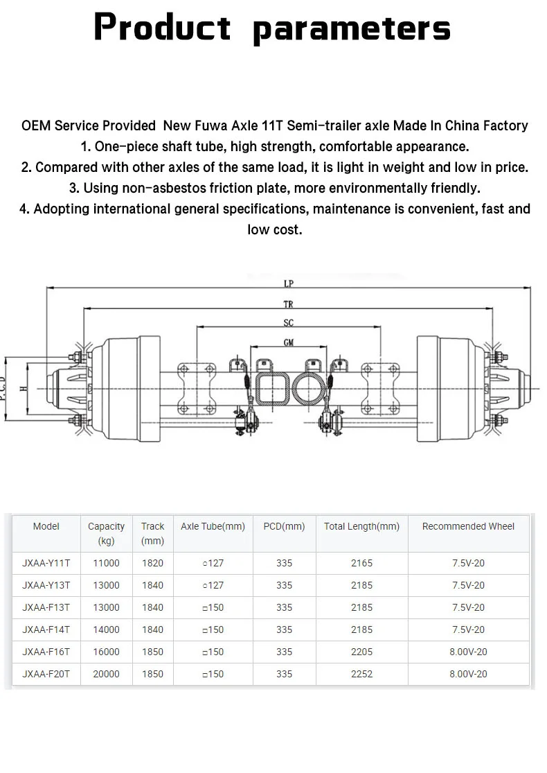 American Style Truck Trailer Rear Axle 13ton 16 Ton Semi Trailer Axles ...