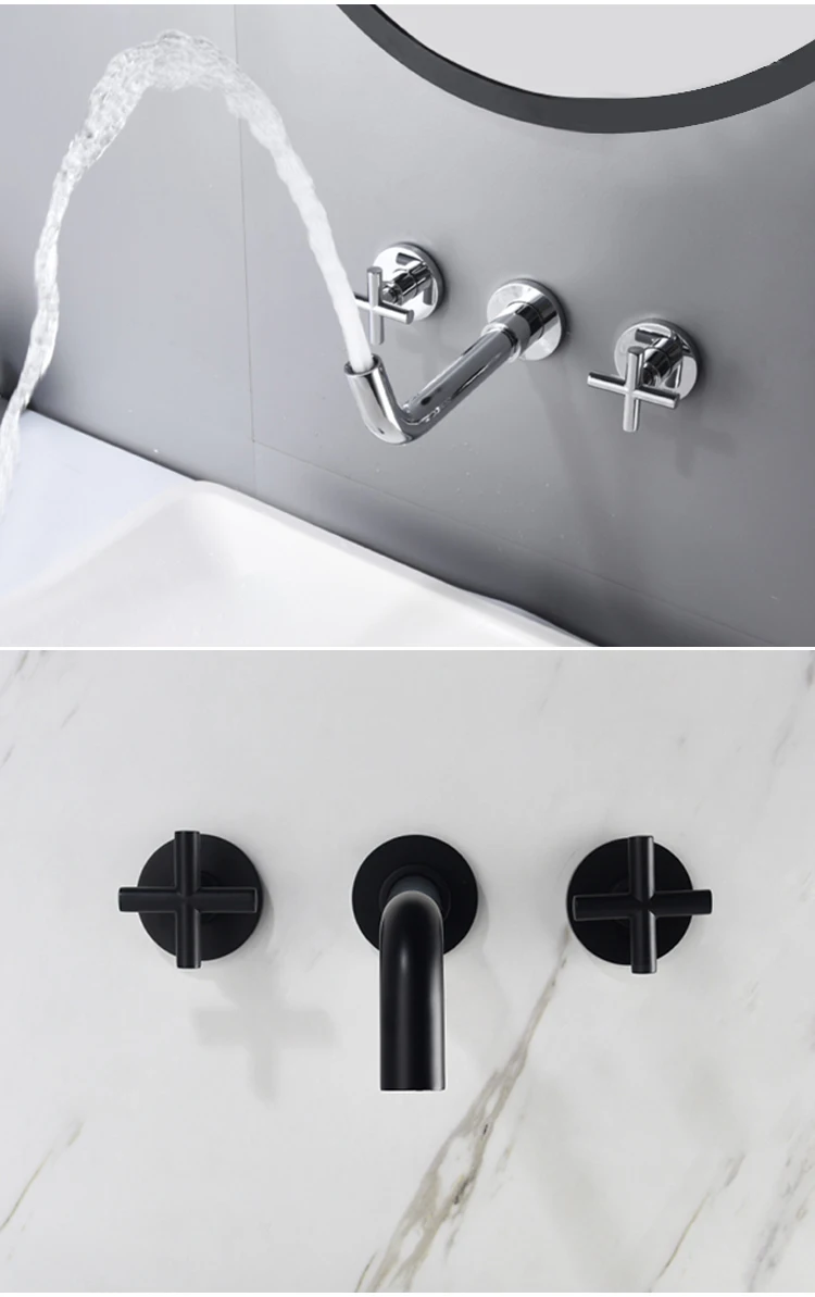 Wall Mounted Waterfall Bathroom Vessel Faucet Wash Hand Basin Mixer ...