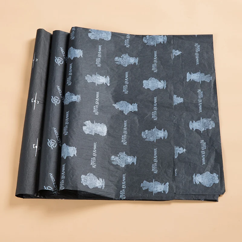 Custom Printed Logo 17gsm/22gsm Clothing Packaging Tissue Paper Black ...