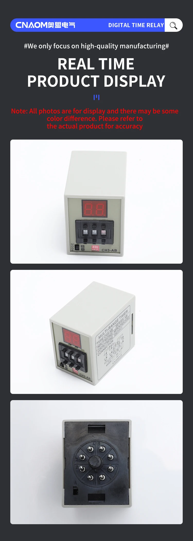 Factory-Sold CH3-AB Time Relay with Base Good Quality Digital Timer AC220V NEW Type Digital Time ...