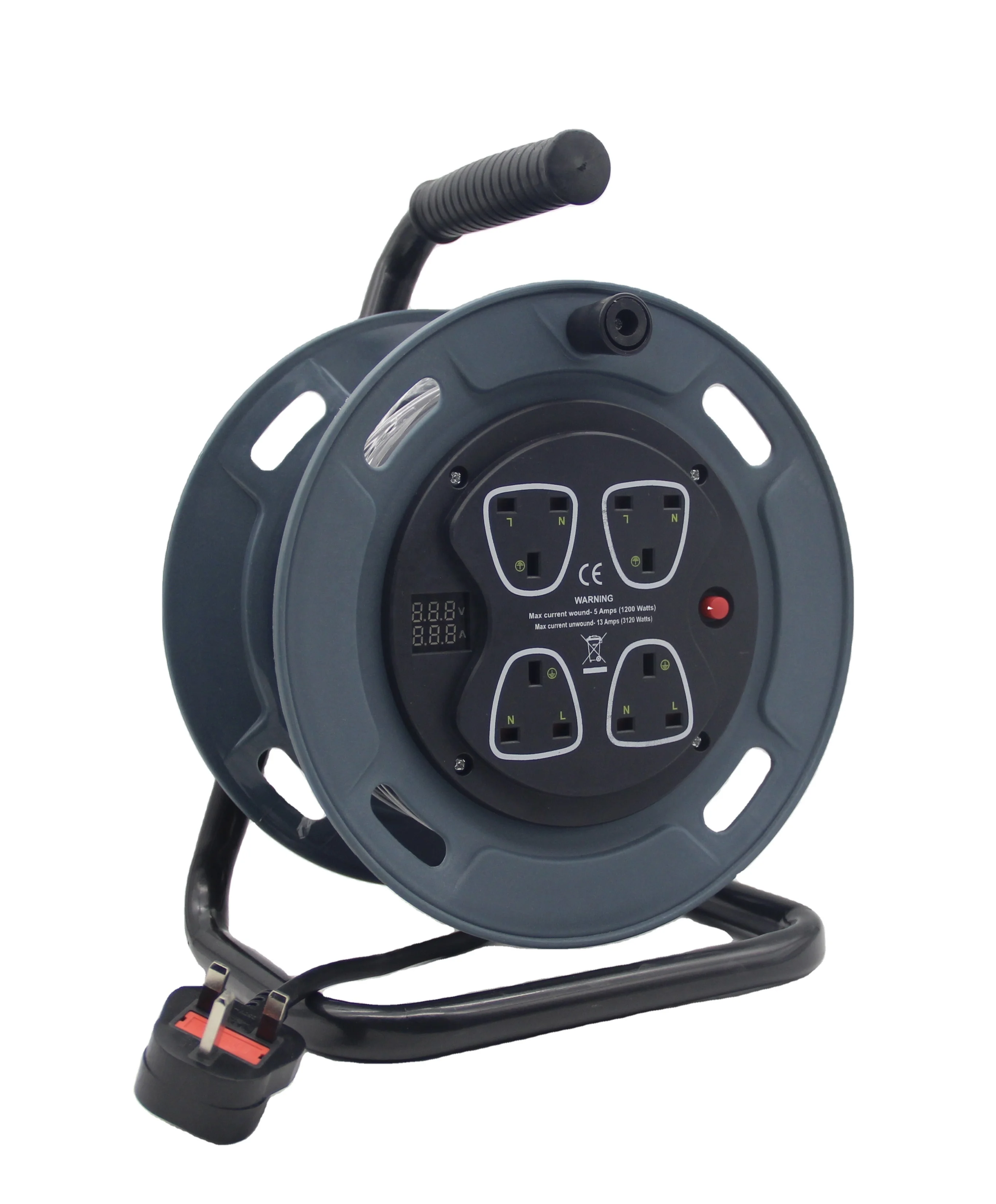 British Type Electric Cable Reel - 4 Sockets Drum 25M/50M