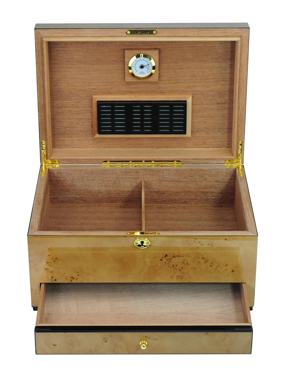 Burl Uniquely Designed Wooden Cigar Humidor Box with Drawer - Classic ...