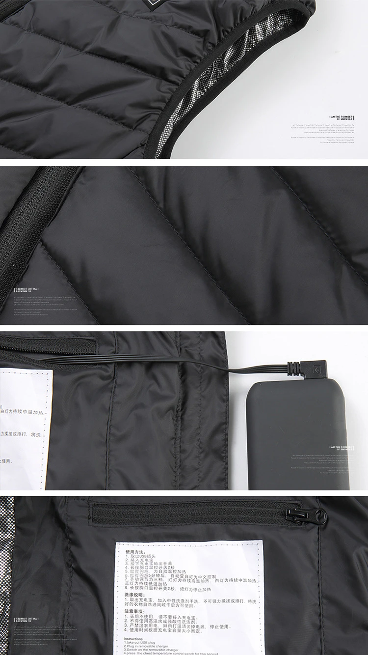 Smart Heating Cotton Sleeveless Jacket Temperature Control Outdoor ...