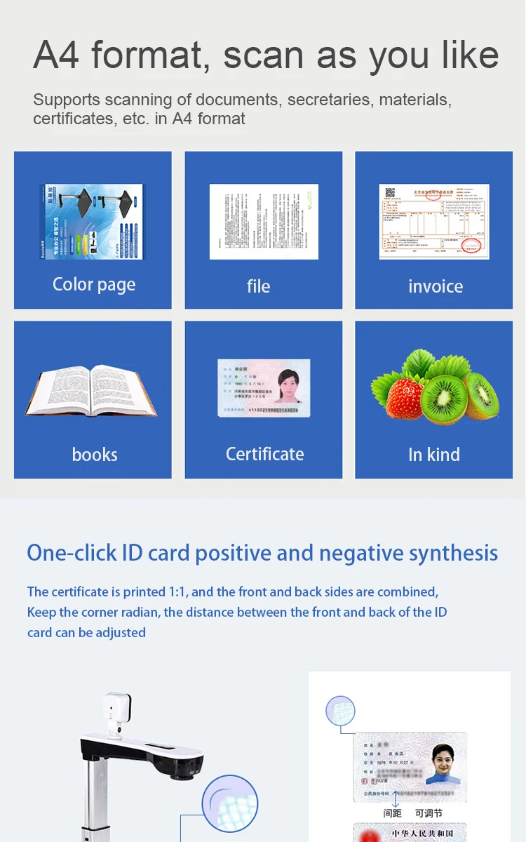 High Resolution Flat Bed Automatic Document Photo Book Scanner with USB ...