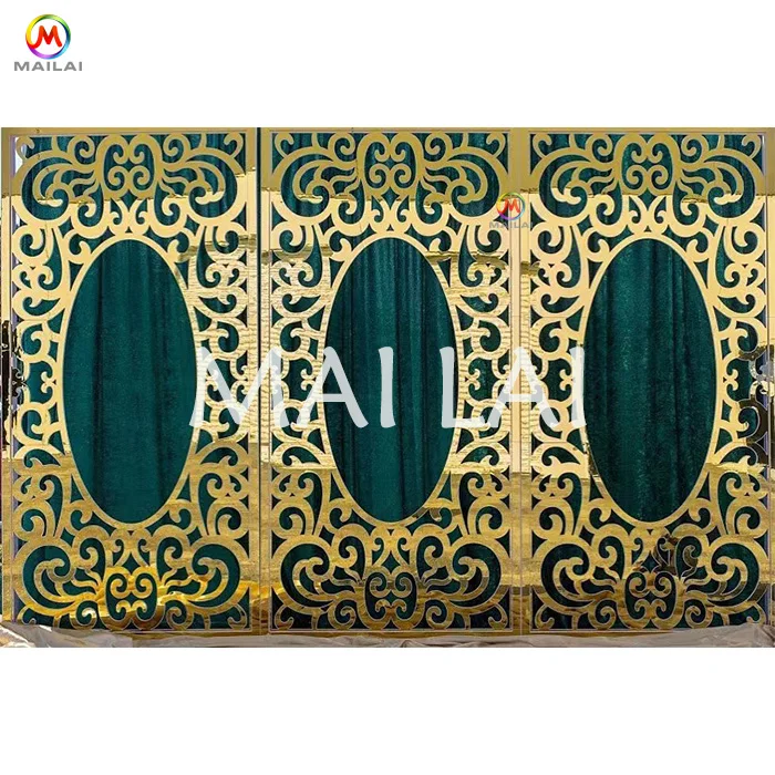 Shiny Gold Stainless Steel Backdrop Stand for Weddings