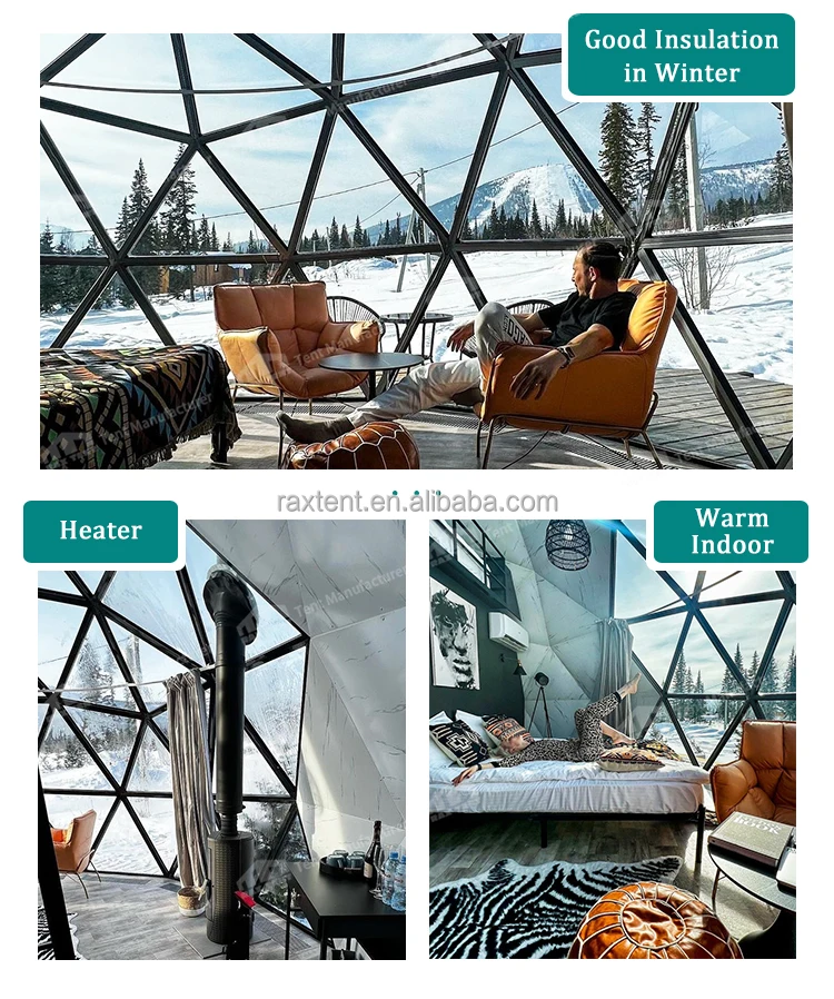 6M Geodesic Dome Hotel Tent for Four with Insulated Glass