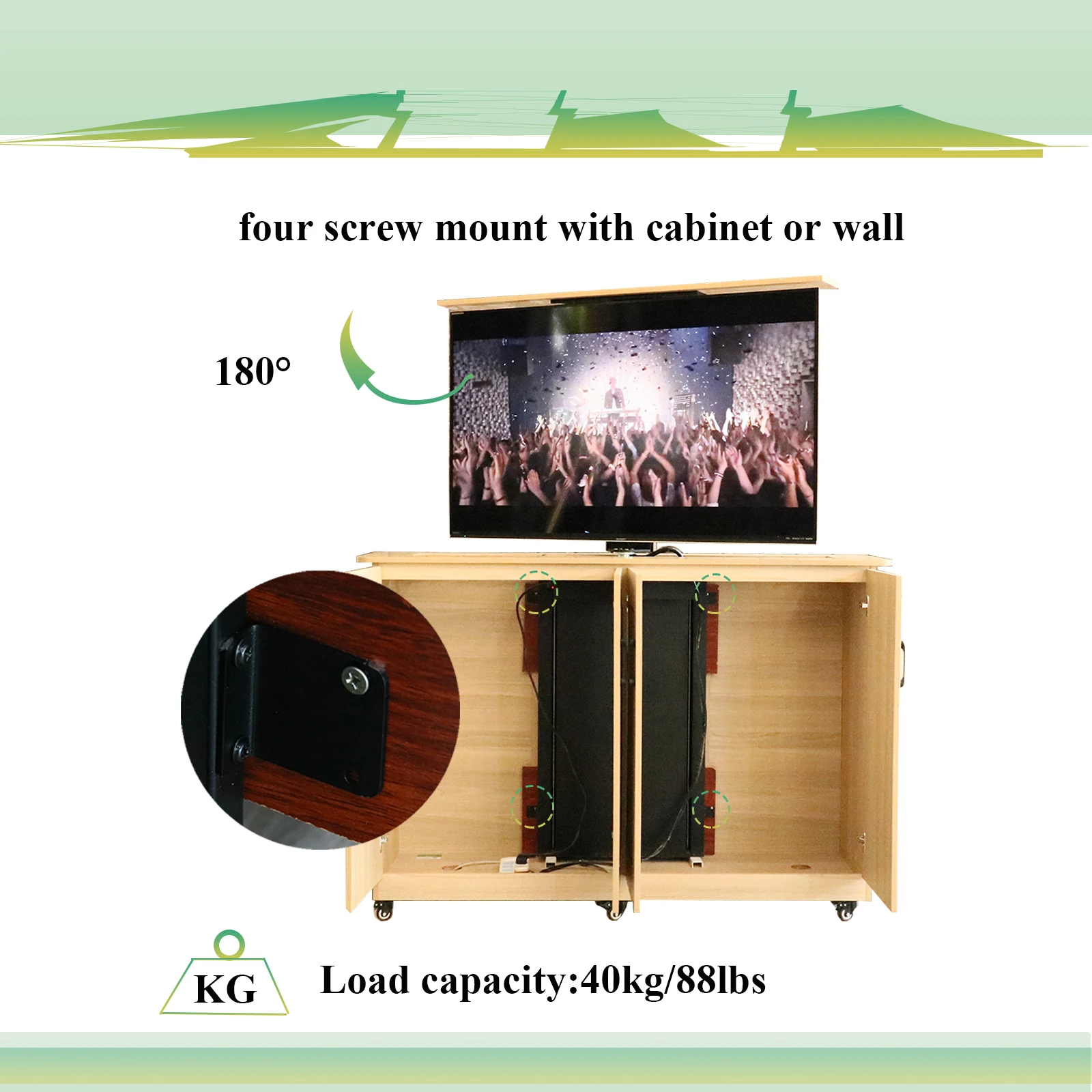 JGST TV Lift Mechanism Motorized - Rotating 180° TV Cabinet