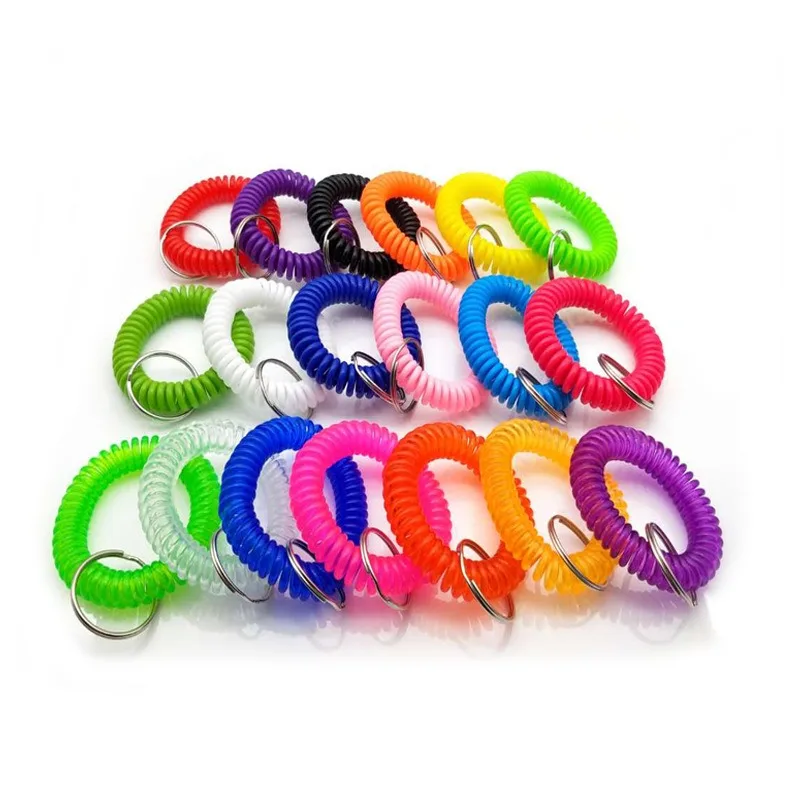 Spring Spiral Coil Keychain Coil Bracelets Stretchy Keychain Wrist Key ...