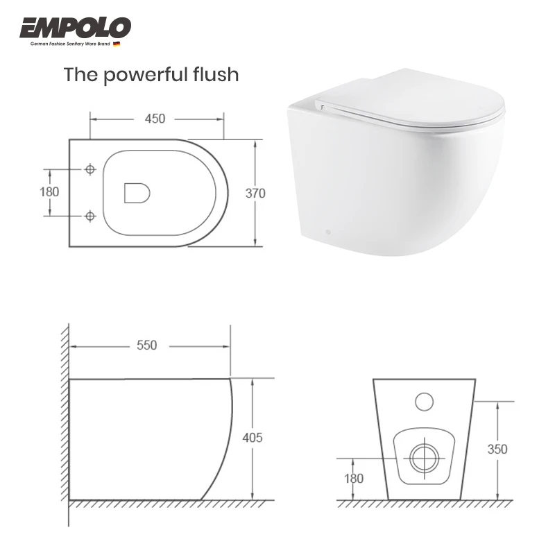 Empol Modern Design White Egg Shape Floor Standing Toilet with Night ...