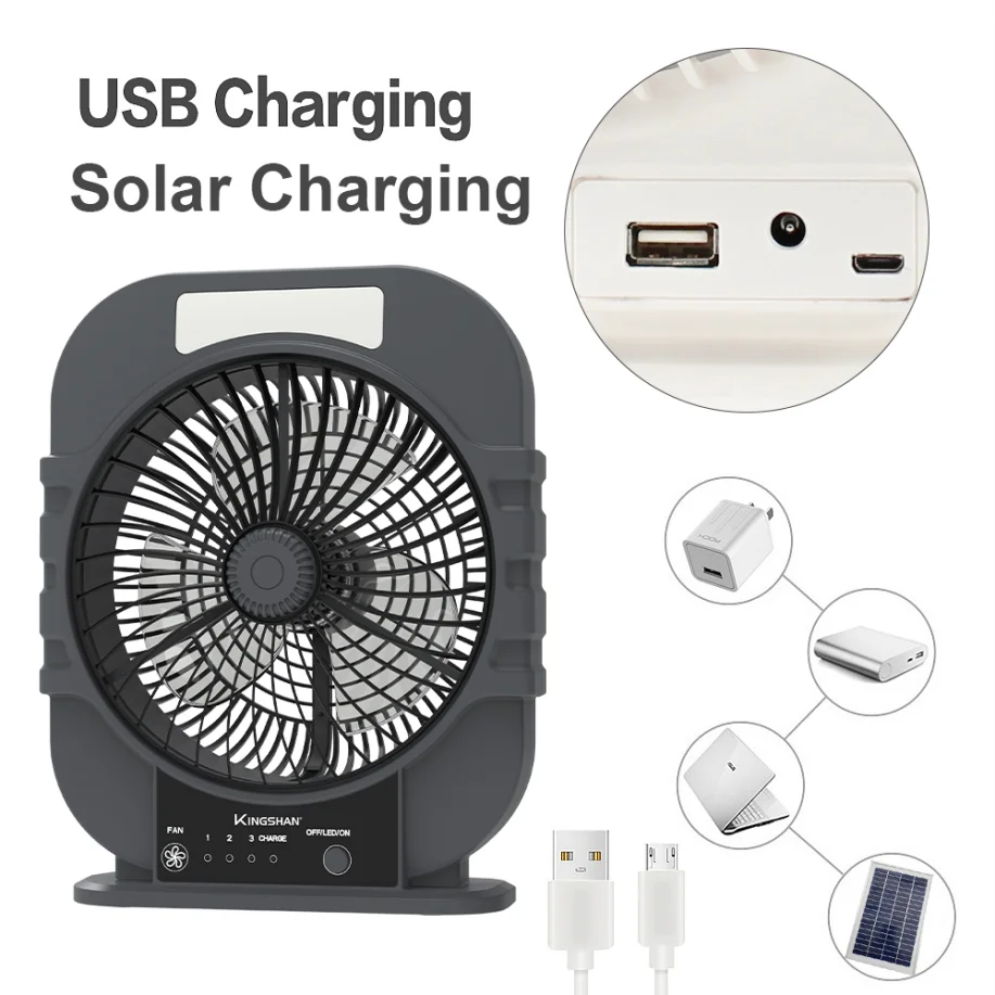 8 Inch Rechargeable Solar Fan Box Acdc Emergency Fans With Led Light ...