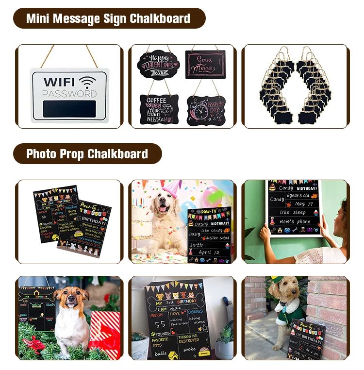 Hanging Wood Chalkboard Tags Wooden Mini Chalk Board Signs Blackboard ...