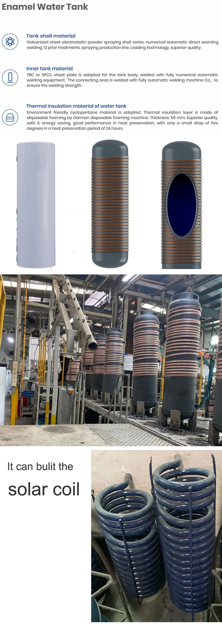 150l 200l 250l 300l Enamel Stainless Steel 304 316 2205 Hot Water Tank ...