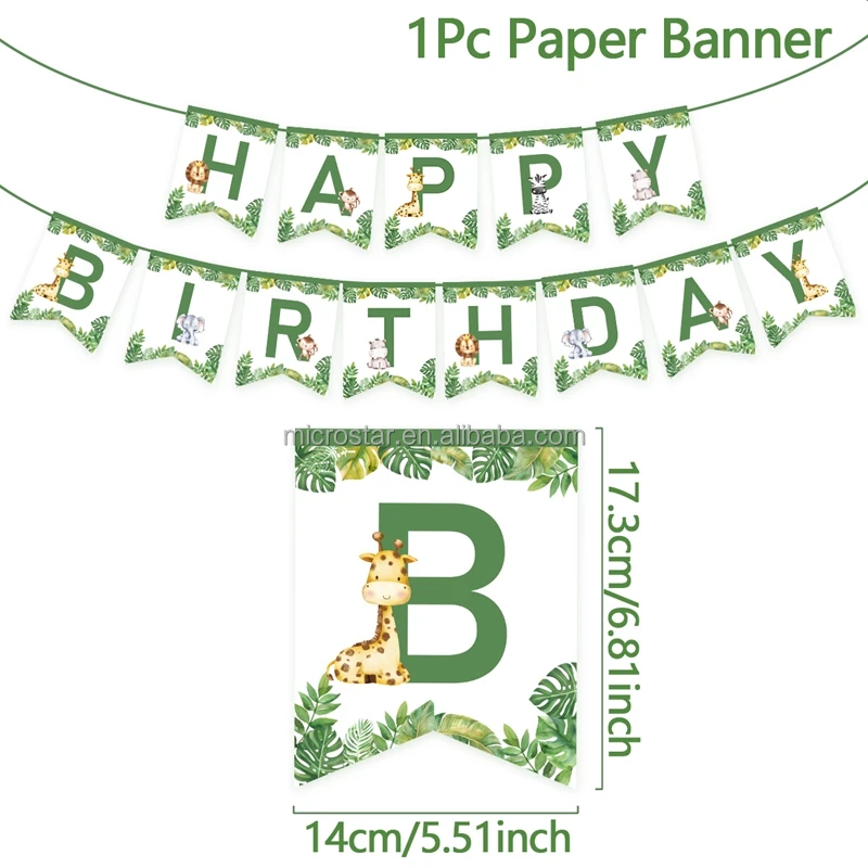 Forest Animal Birthday Banner Jungle Kids Birthday Banner Party Decor ...