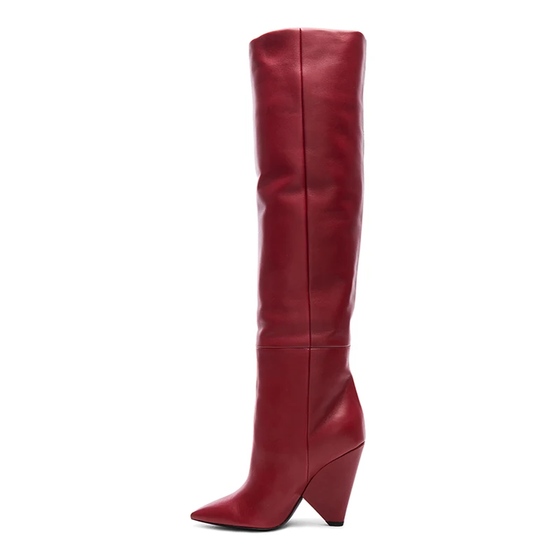 Shop Women's Red PU Leather over the Knee Boots - Large Size