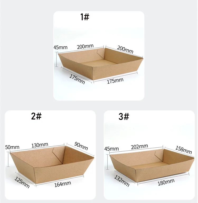Disposable Kraft Paper Serving Tray Boat Shape Snack French Fries ...