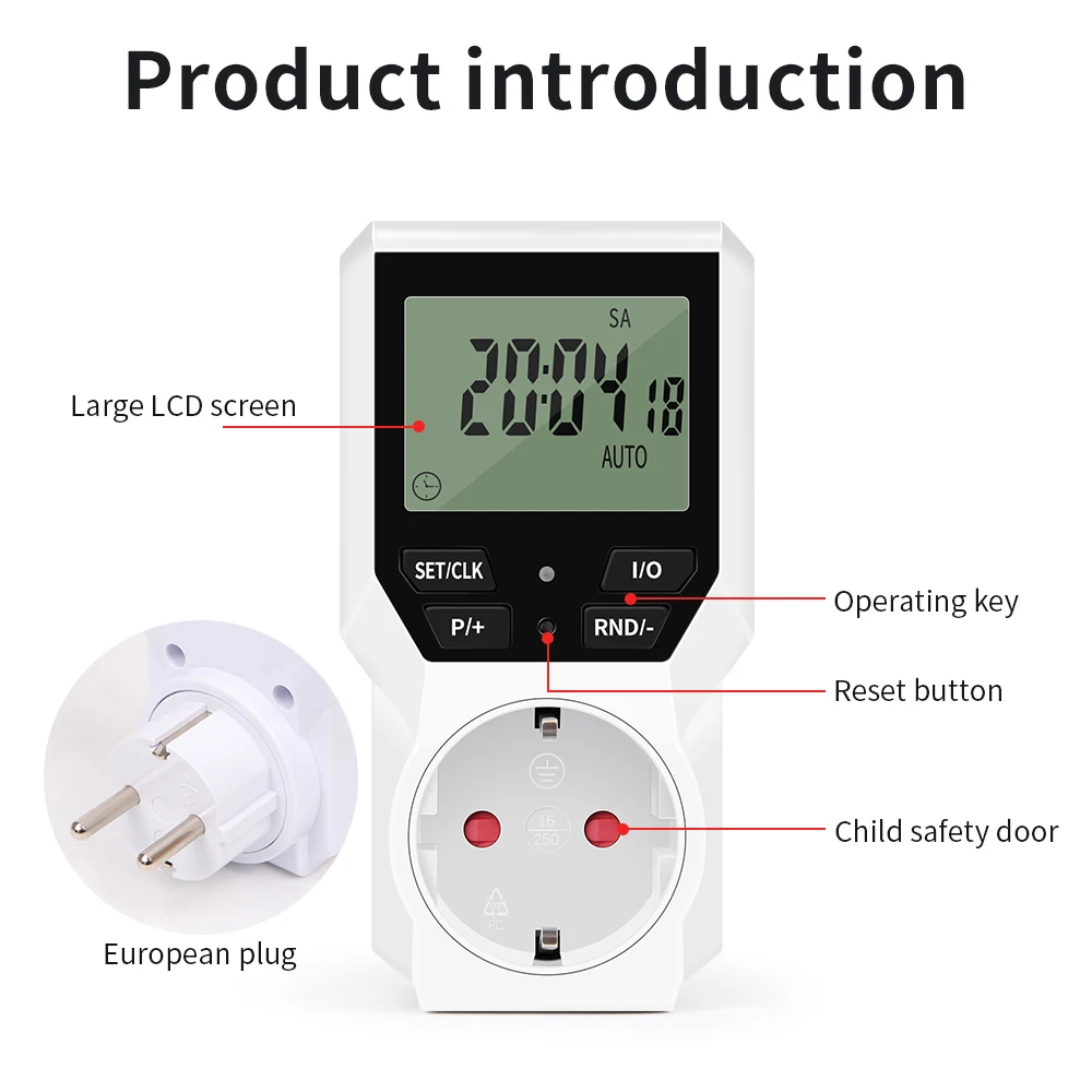 Digital Smart Timer Socket 16a Timer Eu Plug Power Control Device With ...