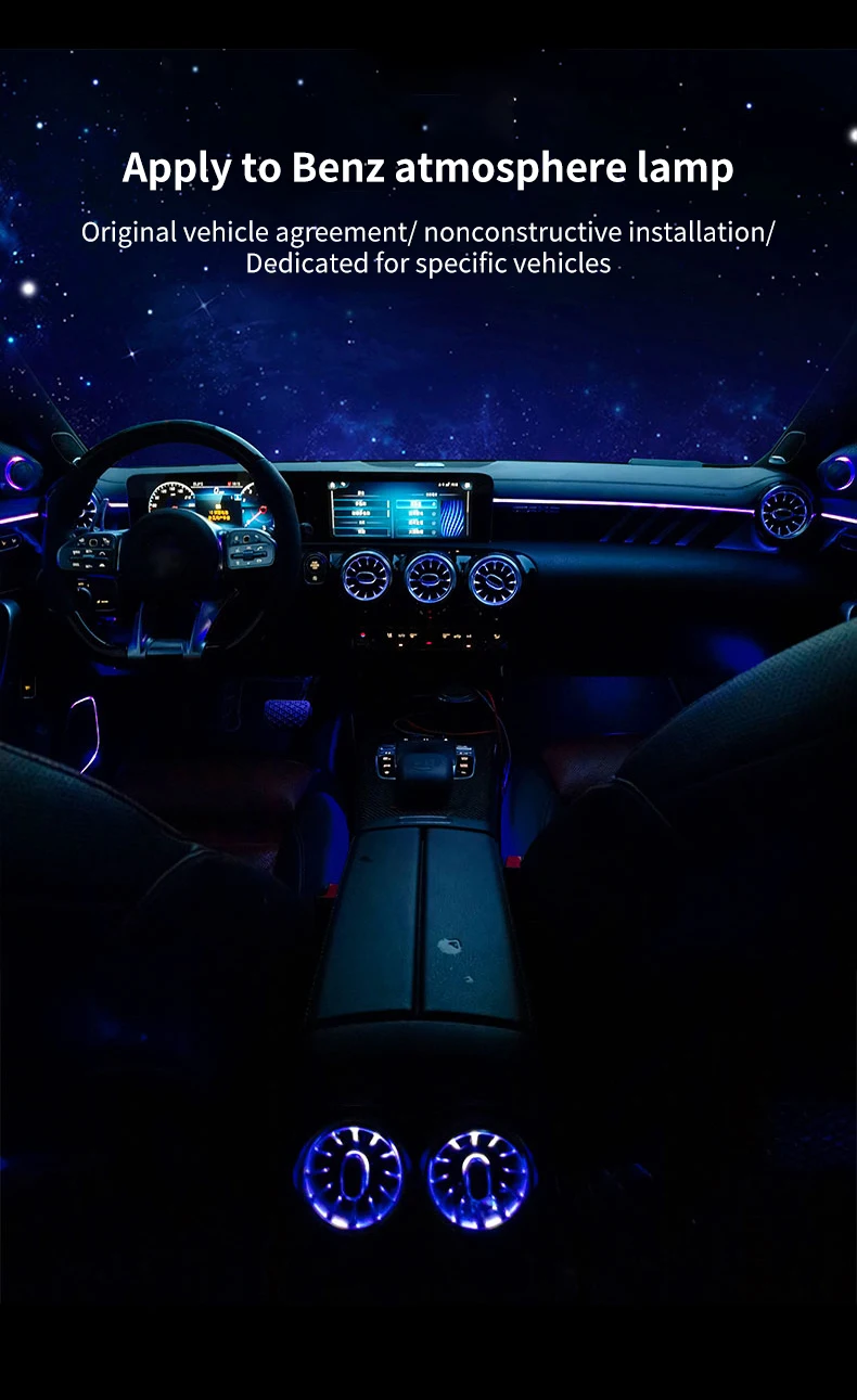 64 Colors LED Ambient Lights Perfect Atmosphere Light for Mercedes-Benz ...