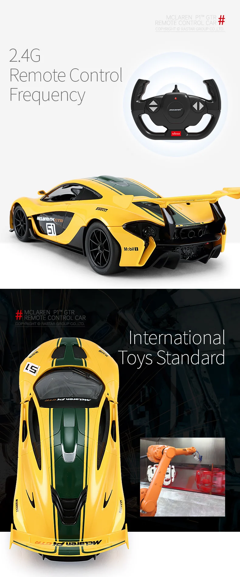 Rastar Battery Model Mclaren P1 GTR - 1:14 Scale RC Car