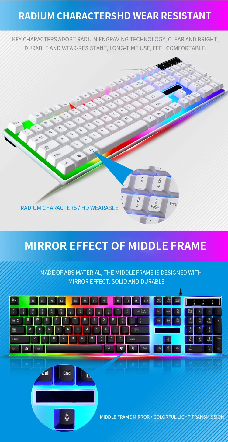 Original Factory 200 Different Types Keyboard G21b Led Light Gaming Keyboard And Mouse Combos