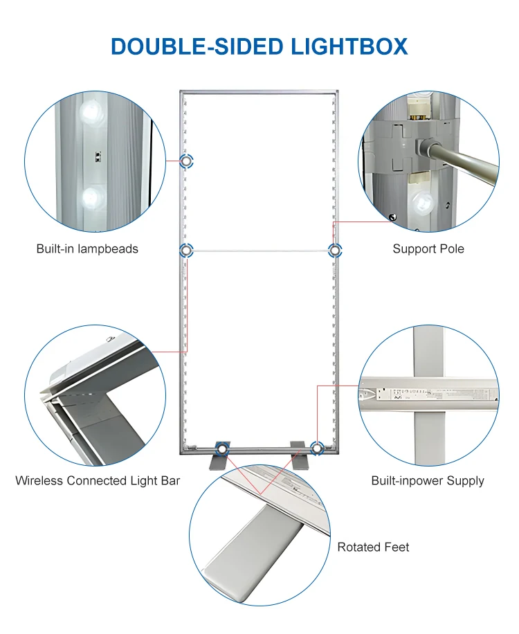 Custom Content Cuboid Outdoor Display Fabric Double Side Backlit Fabric ...