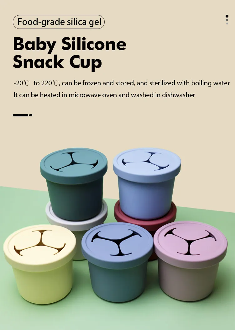 Spill Proof Silicone Toddler Baby Food Feeding Sippy Snack Cup With Lid ...