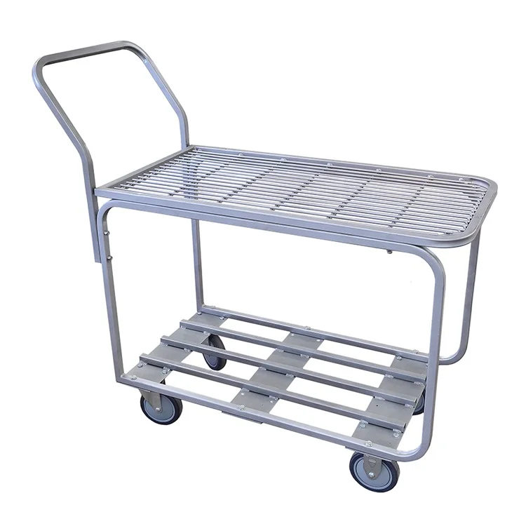Heavy Duty 4 Wheels Warehouse Metal Rolling Picking Trolley Stocking ...