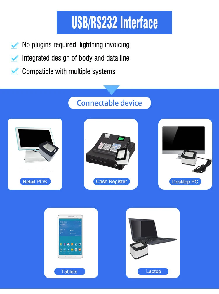 Checkout Qr Code Barcode Scanner Omnidirectional Table Top Usb 1d 2d ...