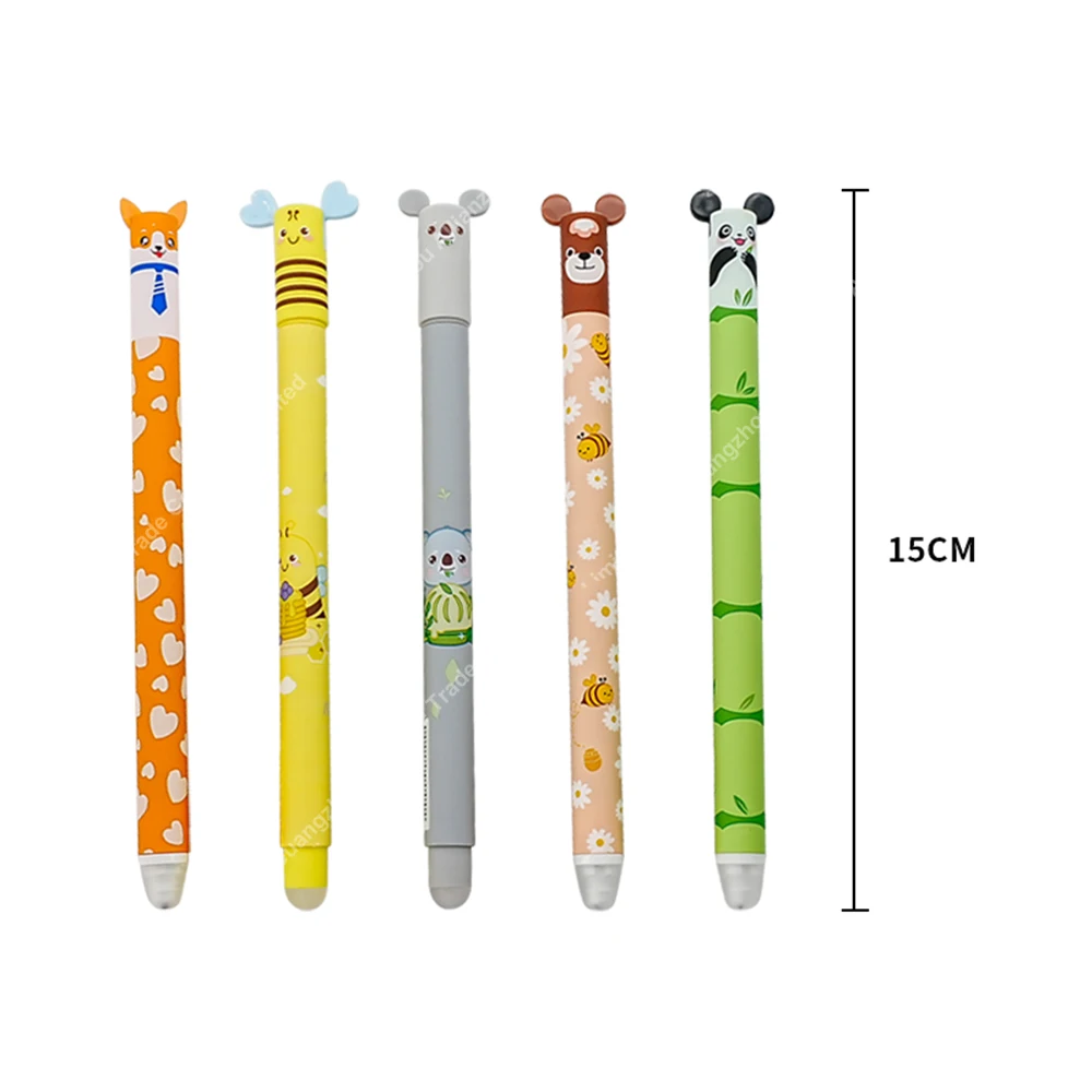 5 Style Creative Cute Cartoon Animal Design Erasable Gel Pens