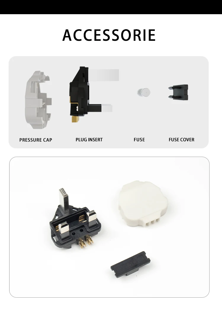 BS Standard Brass 3 PIN PBT Fireproof Material Plug Insert