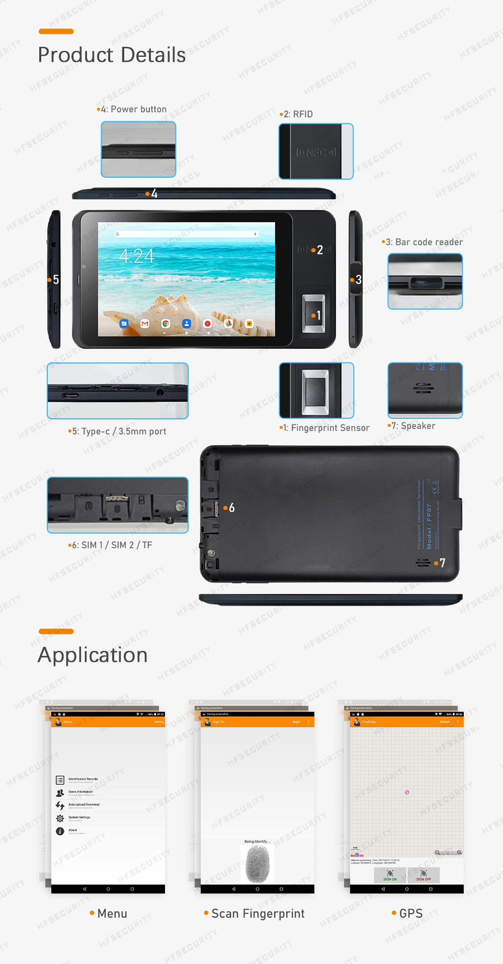 7 Inch Handheld Android Fingerprint Smart Mobile Terminal,Iso19794-2/4 ...