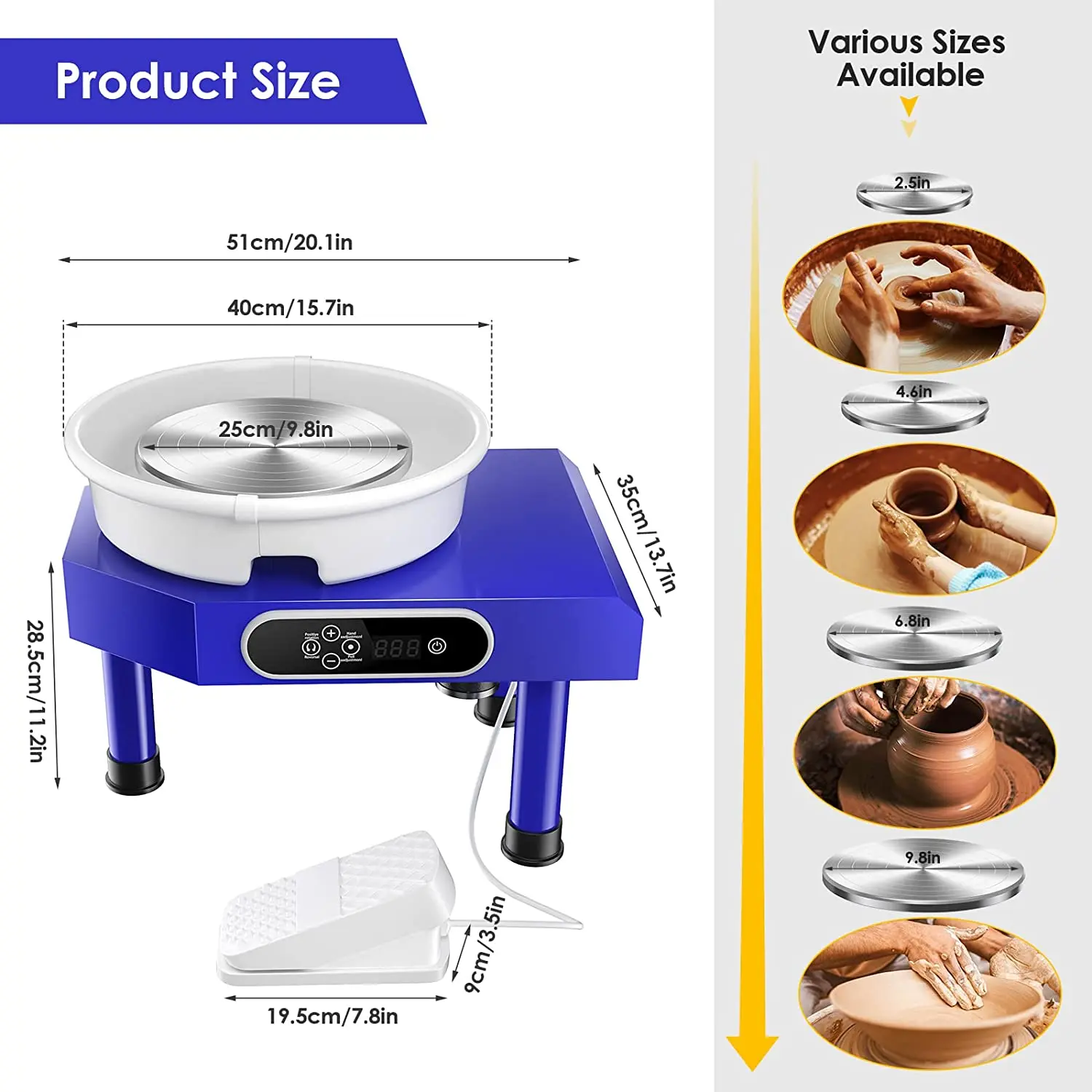 Electric Pottery Wheel Machine 25CM - Bview Ceramic Machine